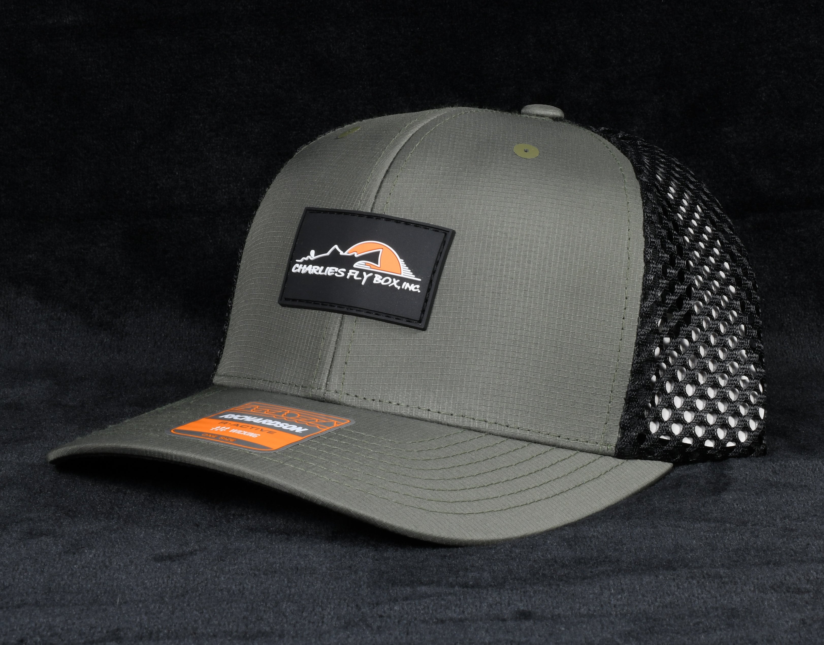CFB Active Hat, Olive Black with Rubberized Logo – charliesflybox