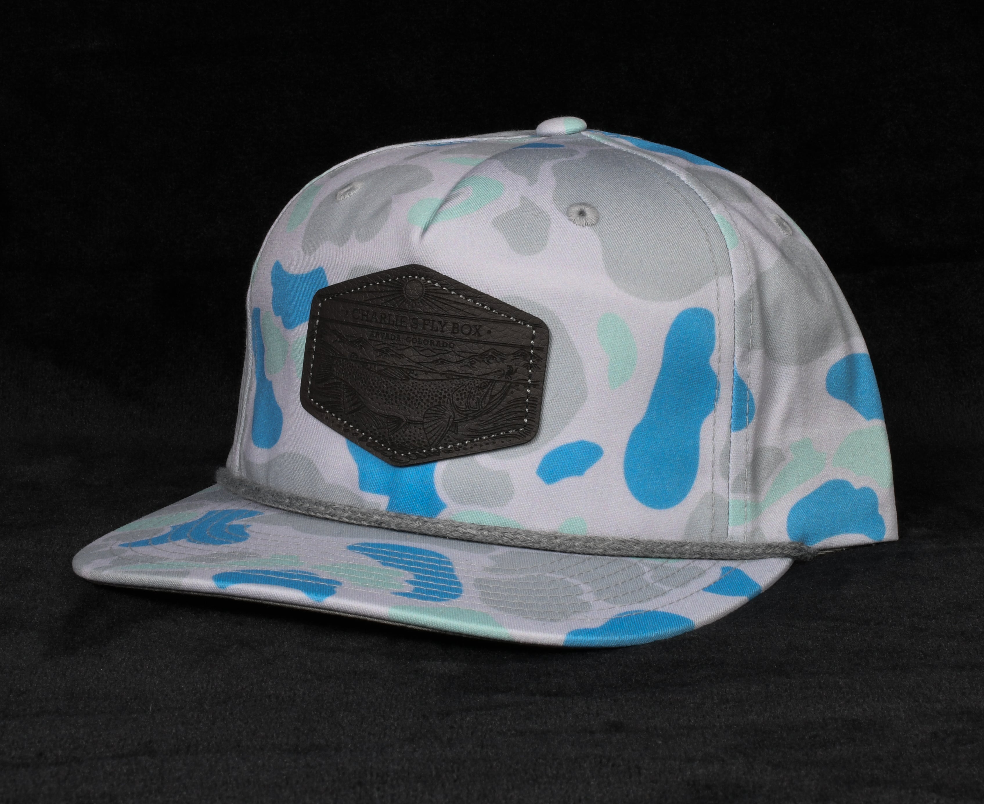 CFB Roped Trucker Hat, Gray/Blue Camo with Underwood Leather Patch Log ...