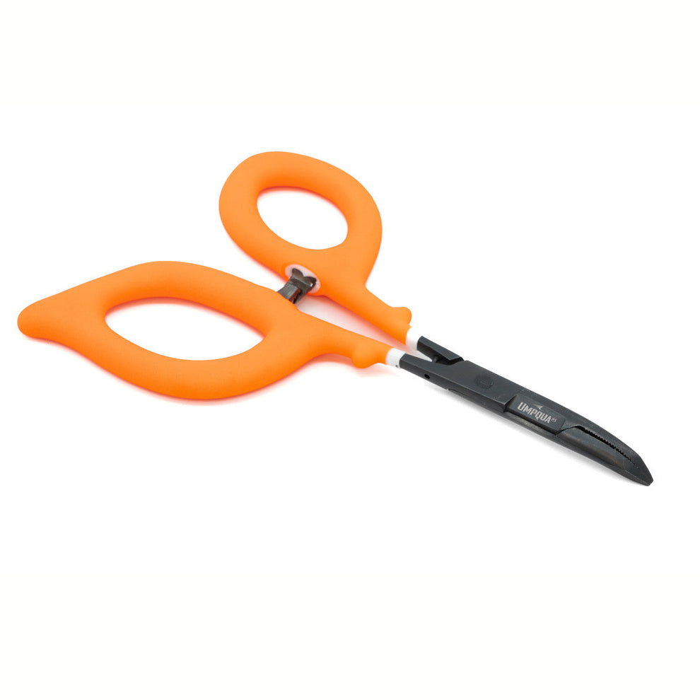 Umpqua River Grip Precision Curved Scissor Forceps 6” – charliesflybox